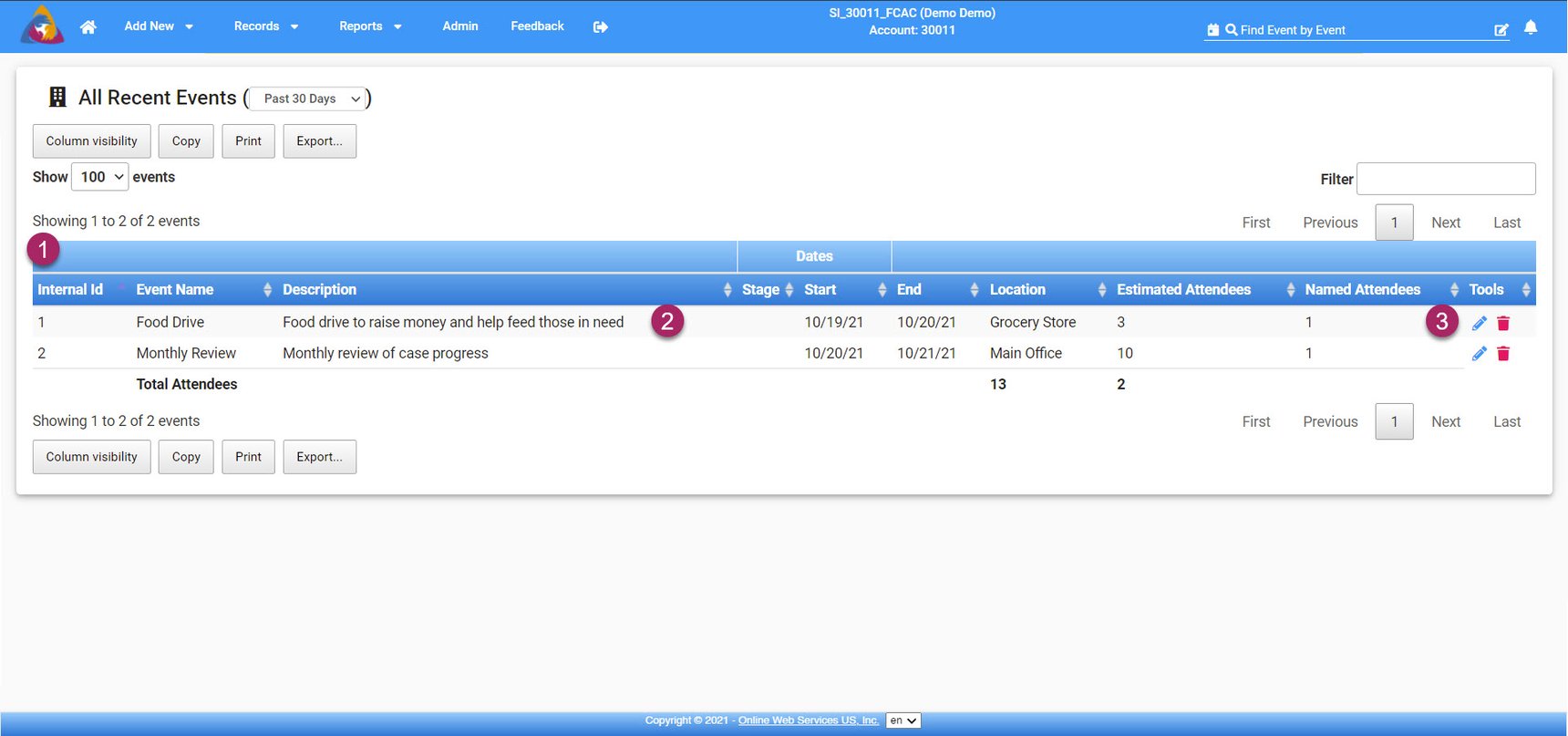 How do I view and edit Events?